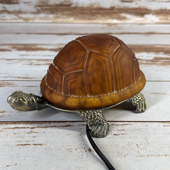 Unbranded | Accents | Amber Glass Turtle Accent Light With Bronze Metal ...